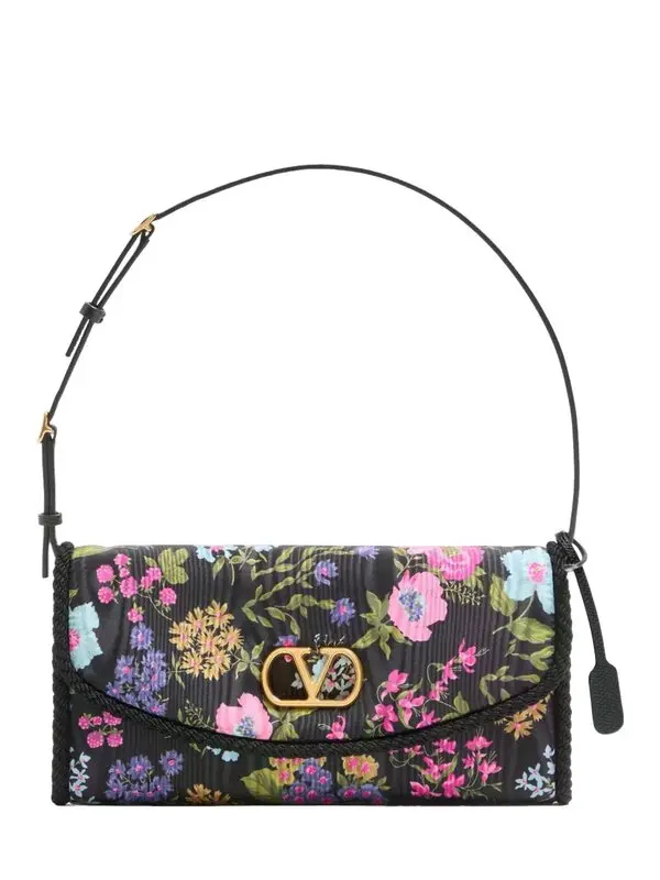 Valentino Garavani Devain Papier Floral Shoulder Bag - Black