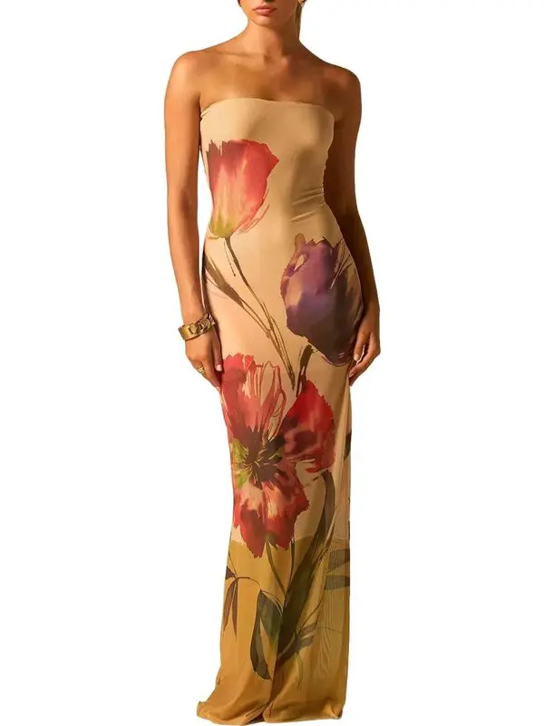 JBQ Ofira Floral-print Maxi Dress - Neutrals