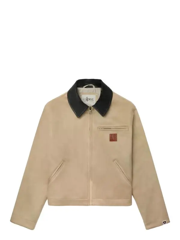 A BATHING APE Collared Logo-patch Jacket - Neutrals