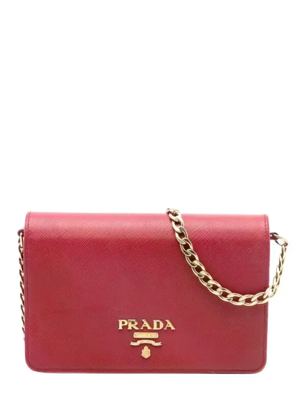 Prada Saffiano Leather Wallet On Chain - Red