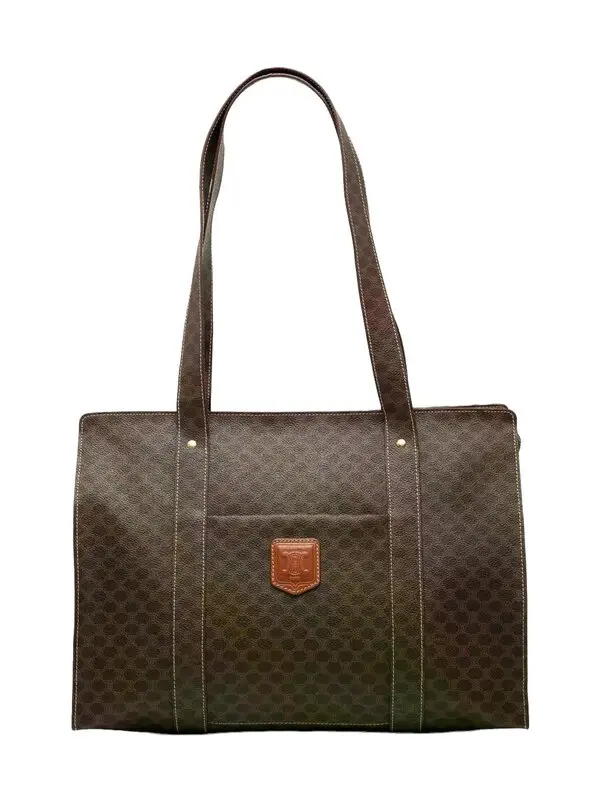 Celine 1997 Macadam Coated Canvas Tote Bag - Brown
