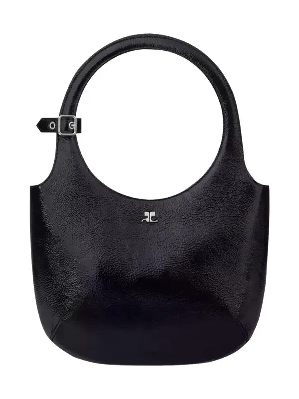 COURREGES Holy Naplack Buckle Leather Tote - Black