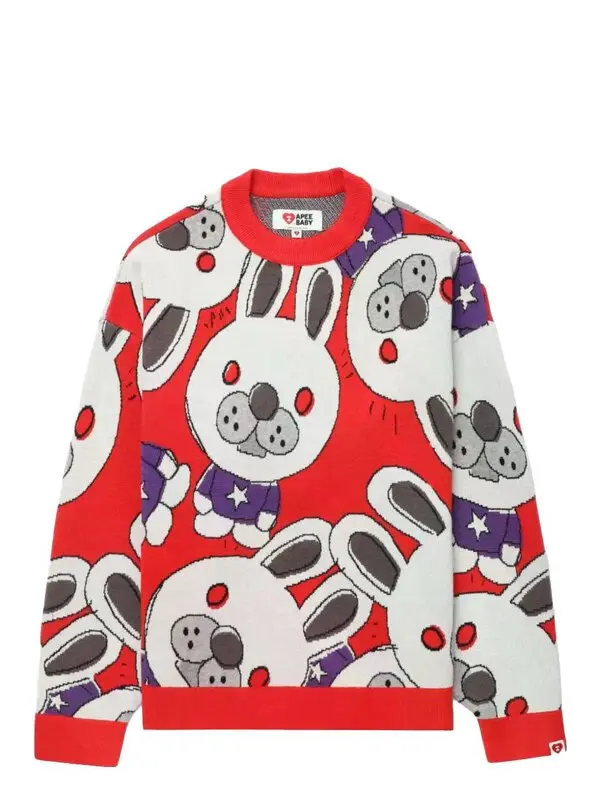 A BATHING APE Rabbit Pattern Sweater - Red