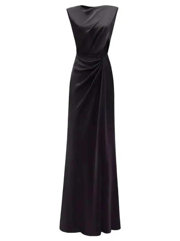 GEMY MAALOUF Cut-out Draped Maxi Dress - Black