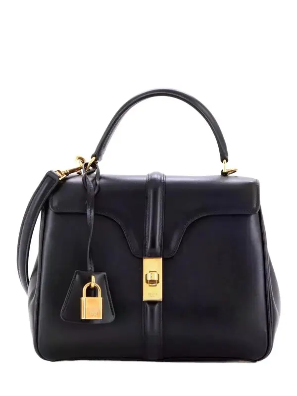 Celine 16 Top Handle Bag Smooth Calfskin Small - Black