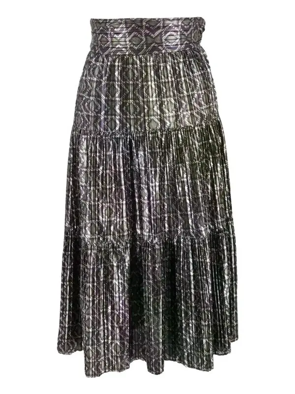 Ba&sh Prisca Geometric-print Pleated Skirt - Purple