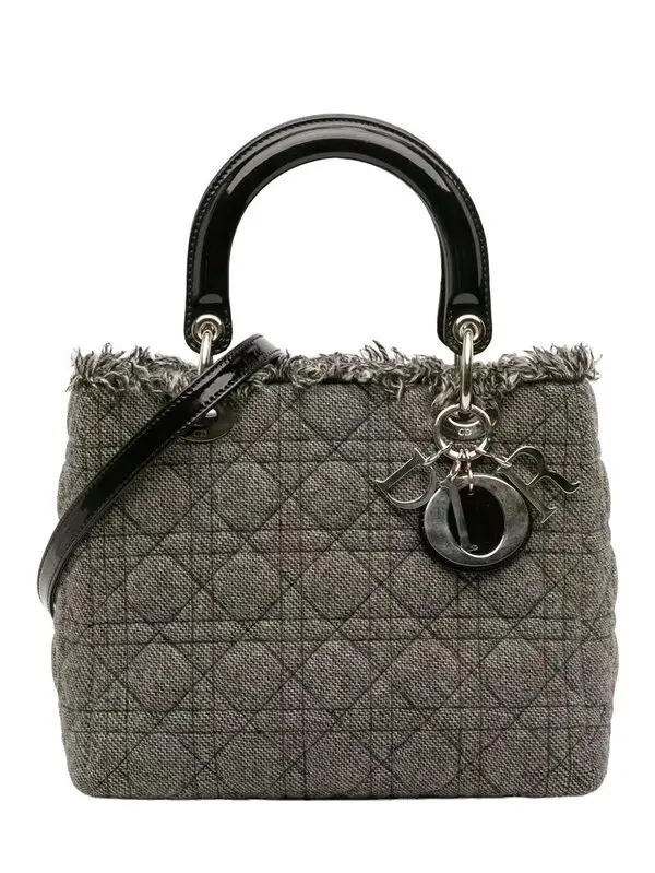 Dior 2011 Tweed Cannage Lady Satchel - Grey