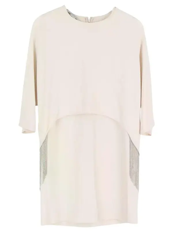 Stella McCartney Cape-effect Fringed Mini Dress - Neutrals