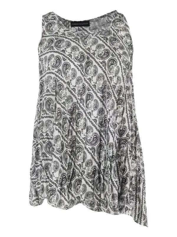 Balmain Paisley-print Asymmetric Top - White