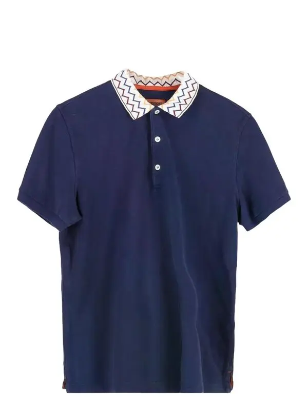 Missoni Zig-zag Collar Polo Shirt - Blue