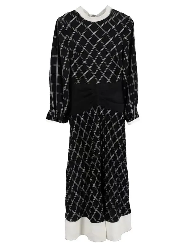 SELF-PORTRAIT Check-pattern Midi Dress - Black