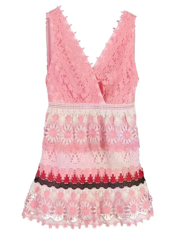 SELF-PORTRAIT Floral Lace Mini Dress - Pink