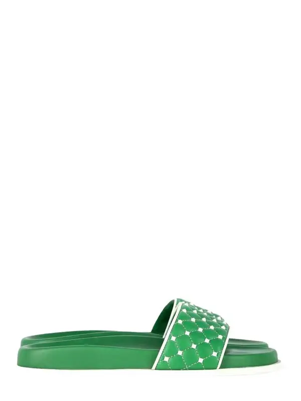 Valentino Garavani Rockstud Quilted Flat Sandals - Green
