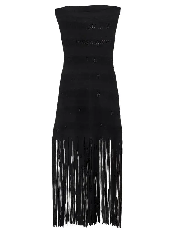 Sandro Maldives Fringed Strapless Dress - Black