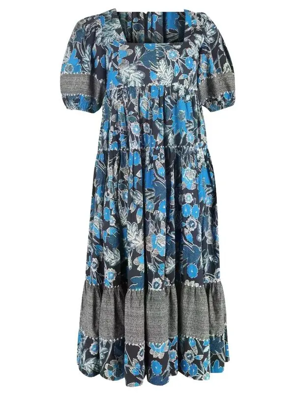 Ulla Johnson Floral-print Tiered Midi Dress - Blue
