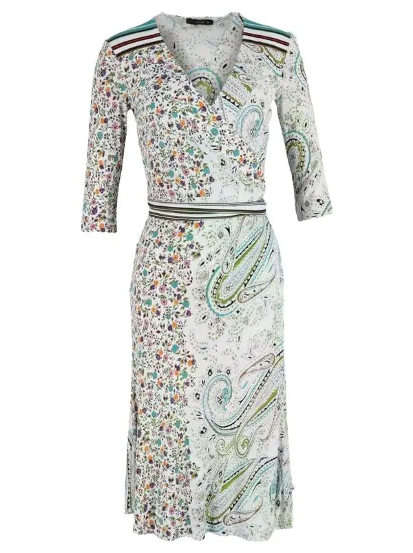 Etro Printed Wrap Midi Dress - White
