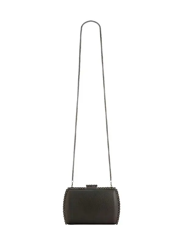 GEMY MAALOUF Leather Clutch With Chain Strap - Black