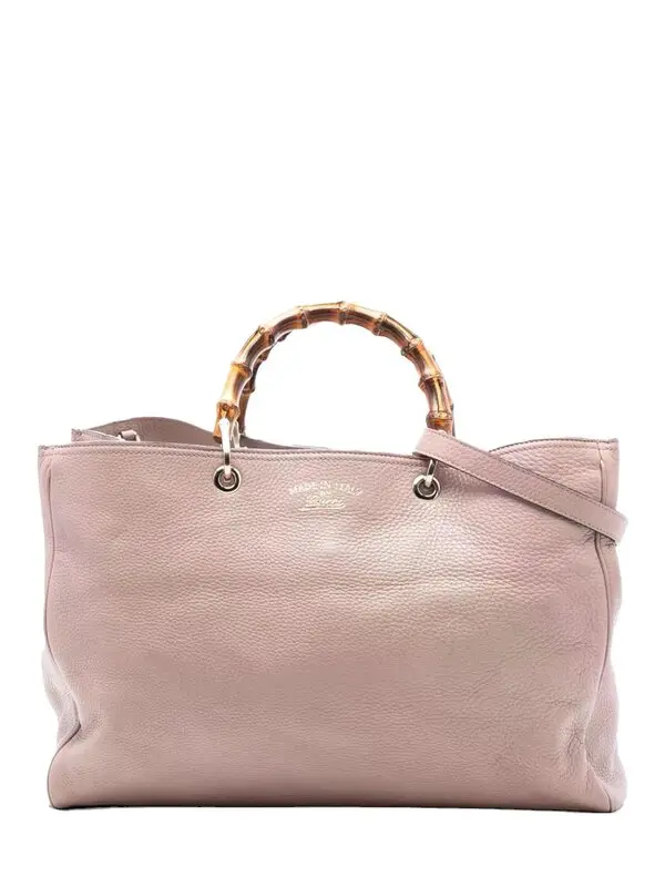 Gucci Large Calfskin Bamboo Shopper Satchel - Pink