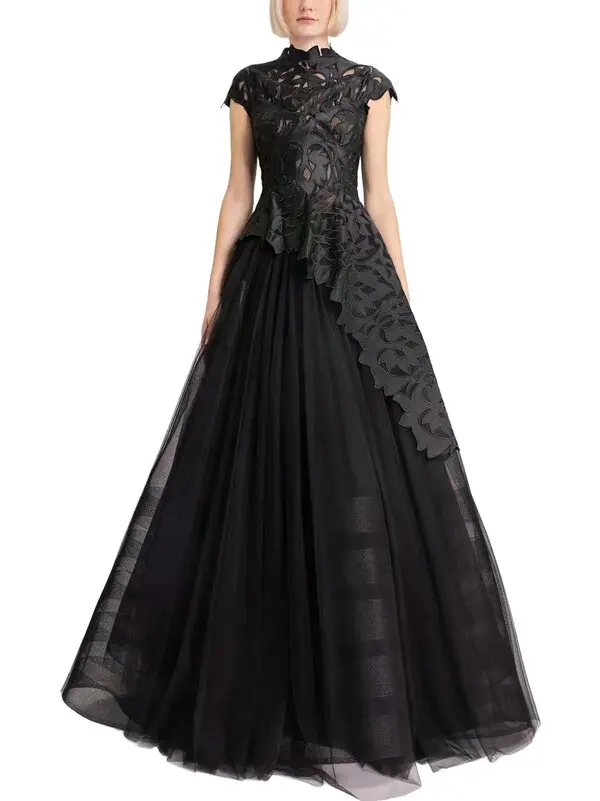 GEMY MAALOUF Floral-embroidered Dress - Black