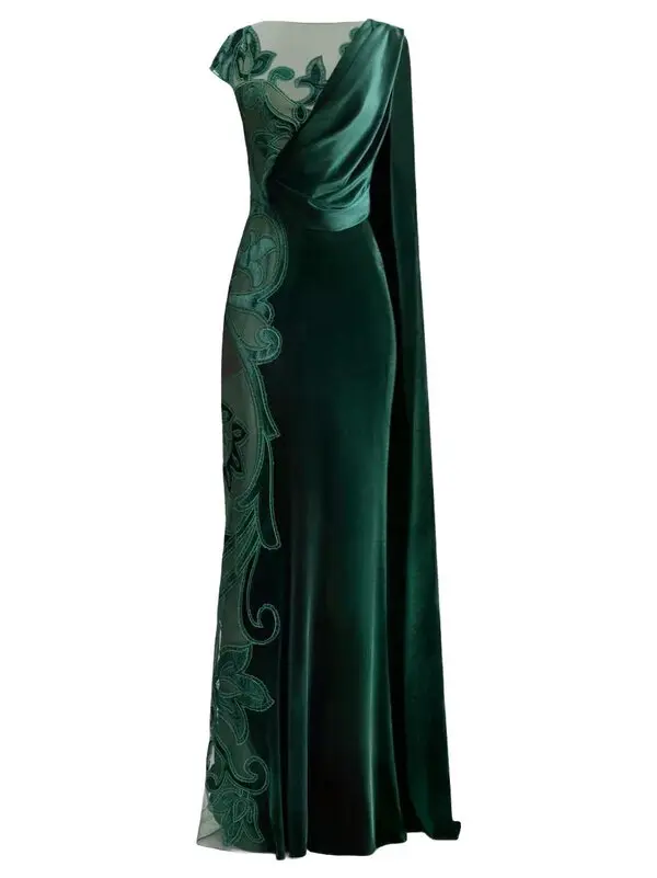 GEMY MAALOUF Draped Velvet Gown - Green