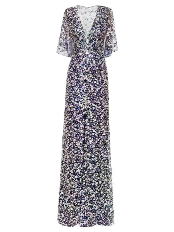 GEMY MAALOUF Beaded Cape Dress - Blue