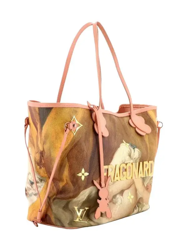 LOUIS VUITTON Neverfull Nm Limited Edition Jeff Koons Fragonard Print Canvas Mm Tote Bag - Pink