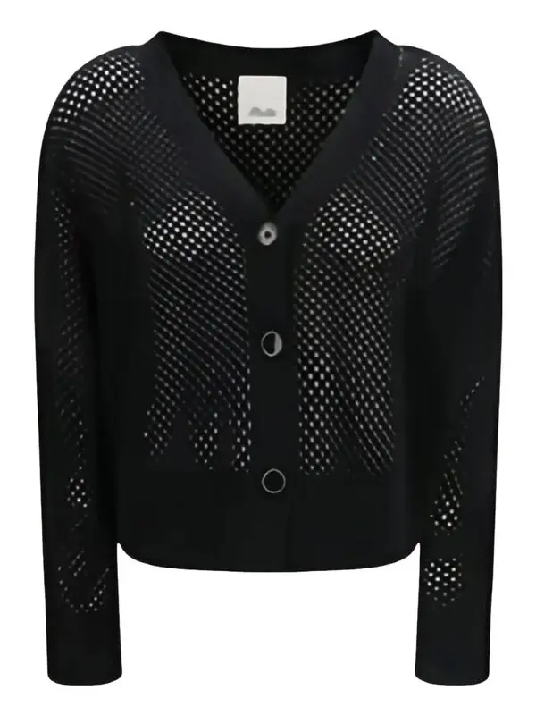 ALLUDE Button-front Mesh Cardigan - Black