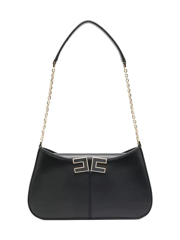 Elisabetta Franchi Logo Plaque Shoulder Bag - Black
