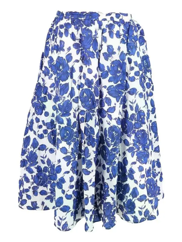 Max Mara Floral-print Midi Skirt - White
