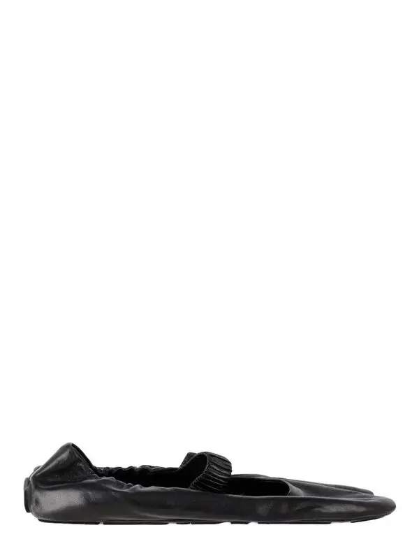 Prada Mary Jane Leather Ballet Flats - Black