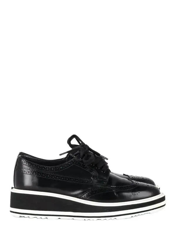 Prada Platform Leather Derby Shoes - Black