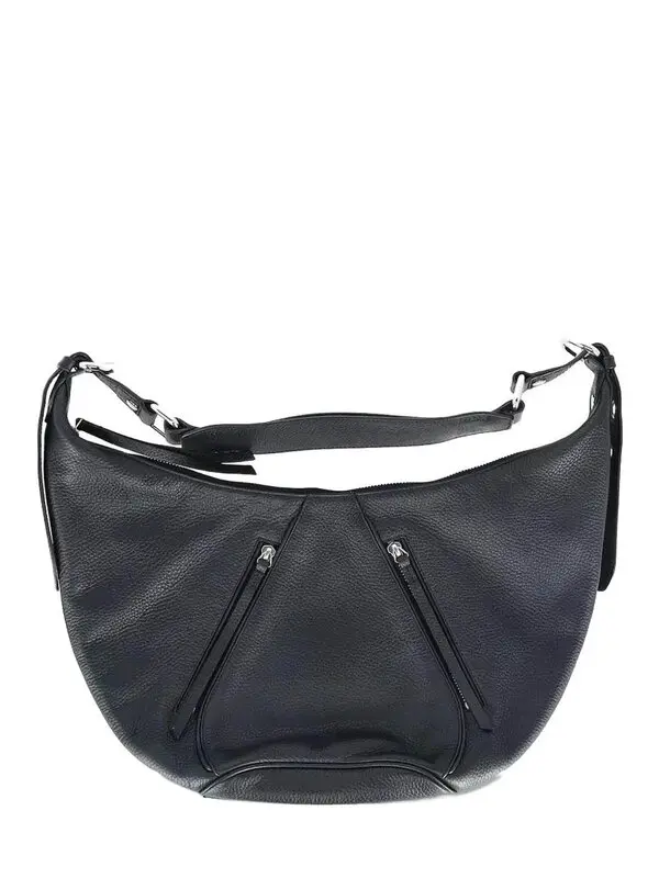 By Far Leather Zip Shoulder Bag - Black