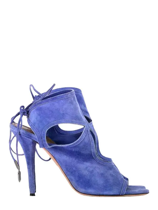 AQUAZZURA Cut-out Suede Heeled Sandals - Blue