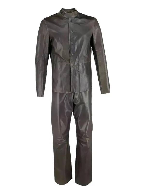 Giorgio Armani Leather Two-piece Suit - Brown
