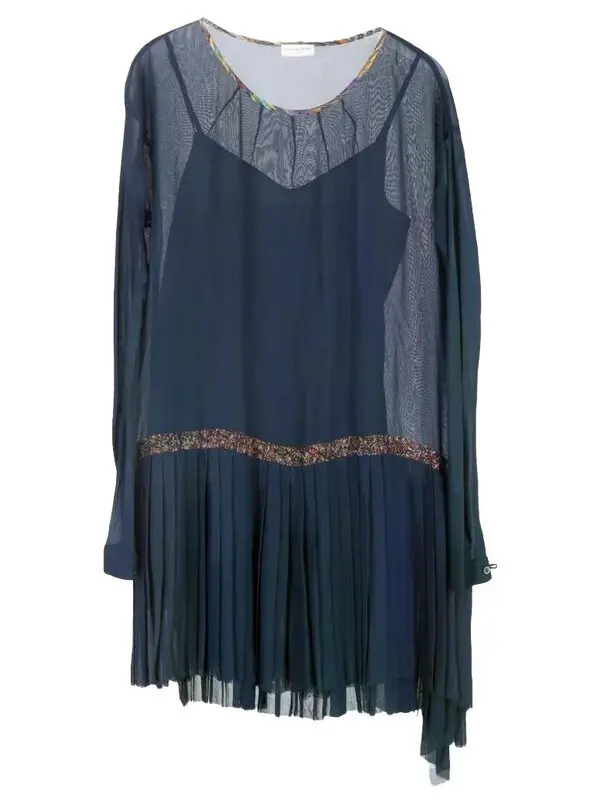 Dries Van Noten Pleated Asymmetric Dress - Blue