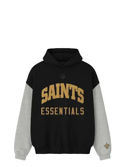 Fear Of God Essentials Saints Sport Hoodie - Black/concrete Heather