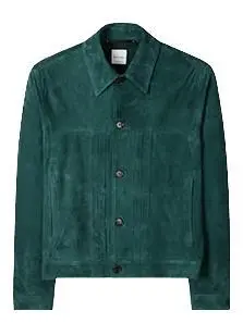 Paul Smith Suede Pleated Trucker Jacket - Green