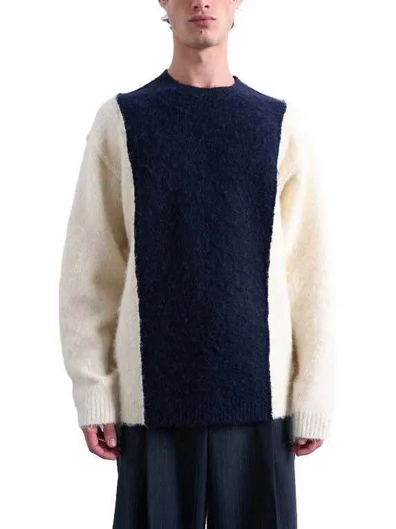 Topman Paneled Sweater - Navy