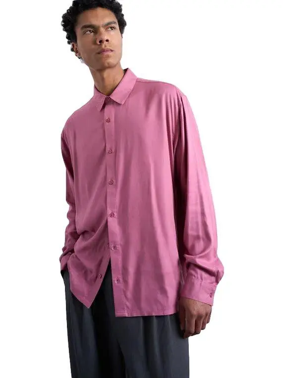Topman Relaxed Fit Twill Button-up Shirt - Mauve