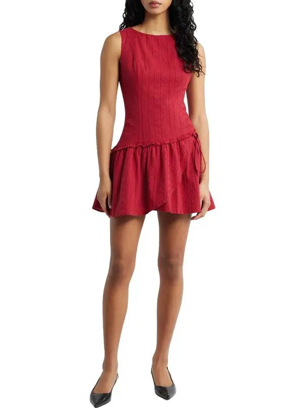 Princess Polly Cosie Pointelle Minidress - Red