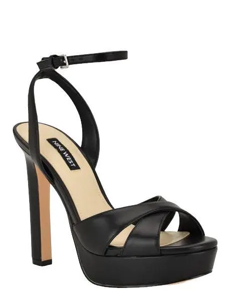 Nine West Ankle Strap Platform Sandal - Black