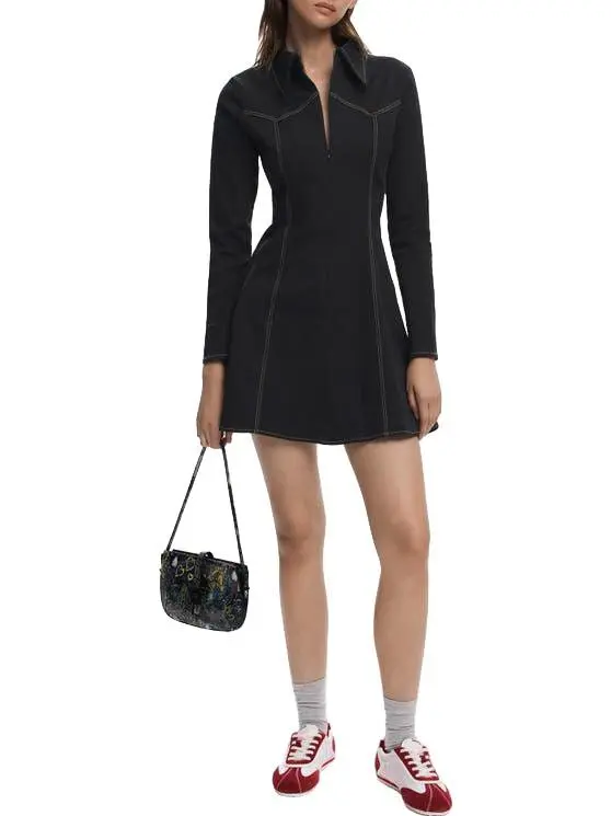 Desigual Long Sleeve Fit & Flare Minidress - Black