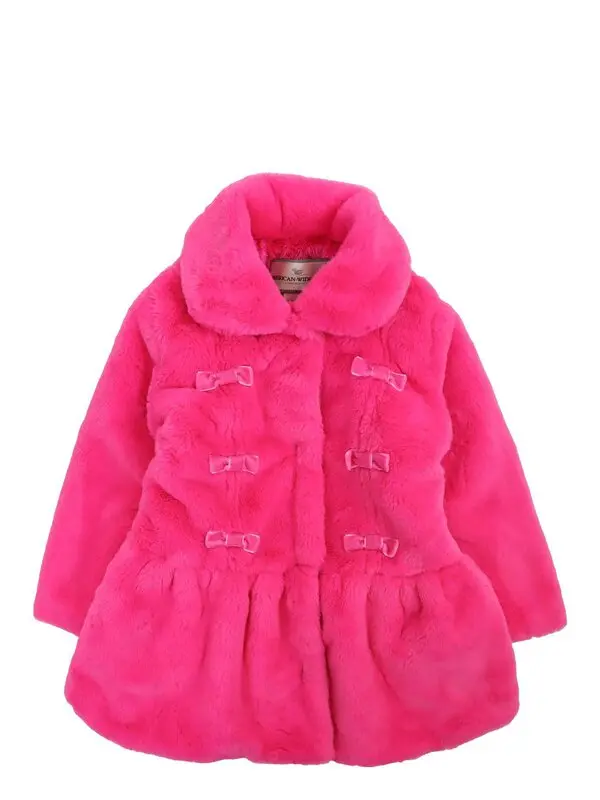 WIDGEON Faux Fur Coat With Bows - Hot Pink Puff