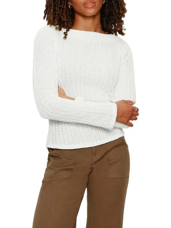 Sanctuary Ribbed Knit Boat Neck Top - Chalk White