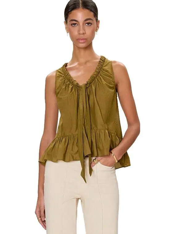 Rebecca Taylor Lilou Tie-front Tank - Leaf Green