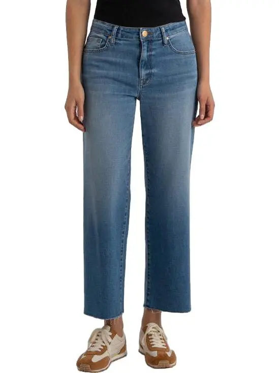 Kut From The Kloth Raw Hem High Waist Ankle Wide Leg Jeans - Soaring