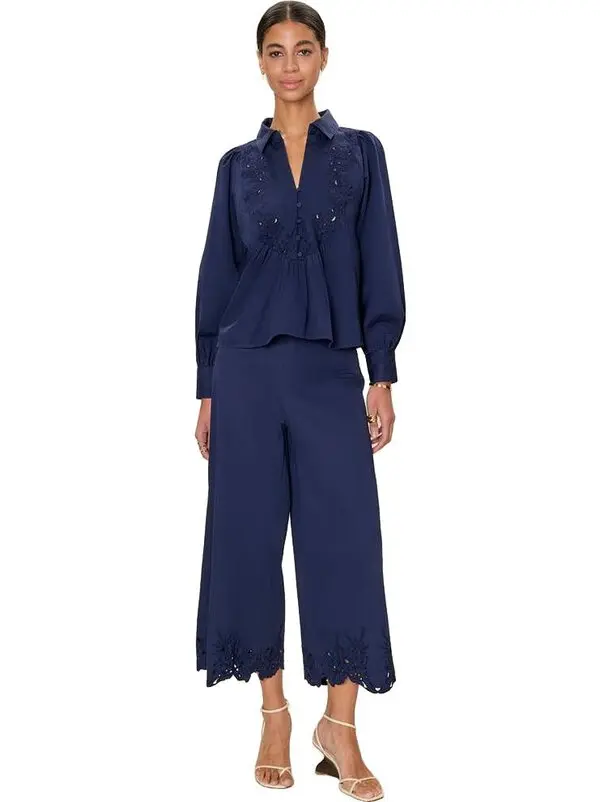 Rebecca Taylor Rachelle Cropped Culottes - Maritime Blue