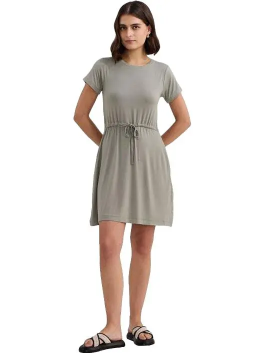 REISTOR Drawstring Short Sleeve T-shirt Dress - Green