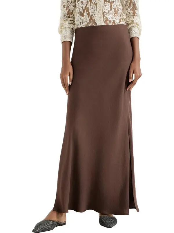 Brunello Cucinelli Bias-cut Maxi Skirt - Cocoa