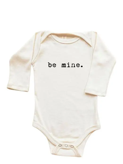 TENTH & PINE Gender Inclusive Organic Long Sleeve Baby Bodysuit - Natural Black Lettering